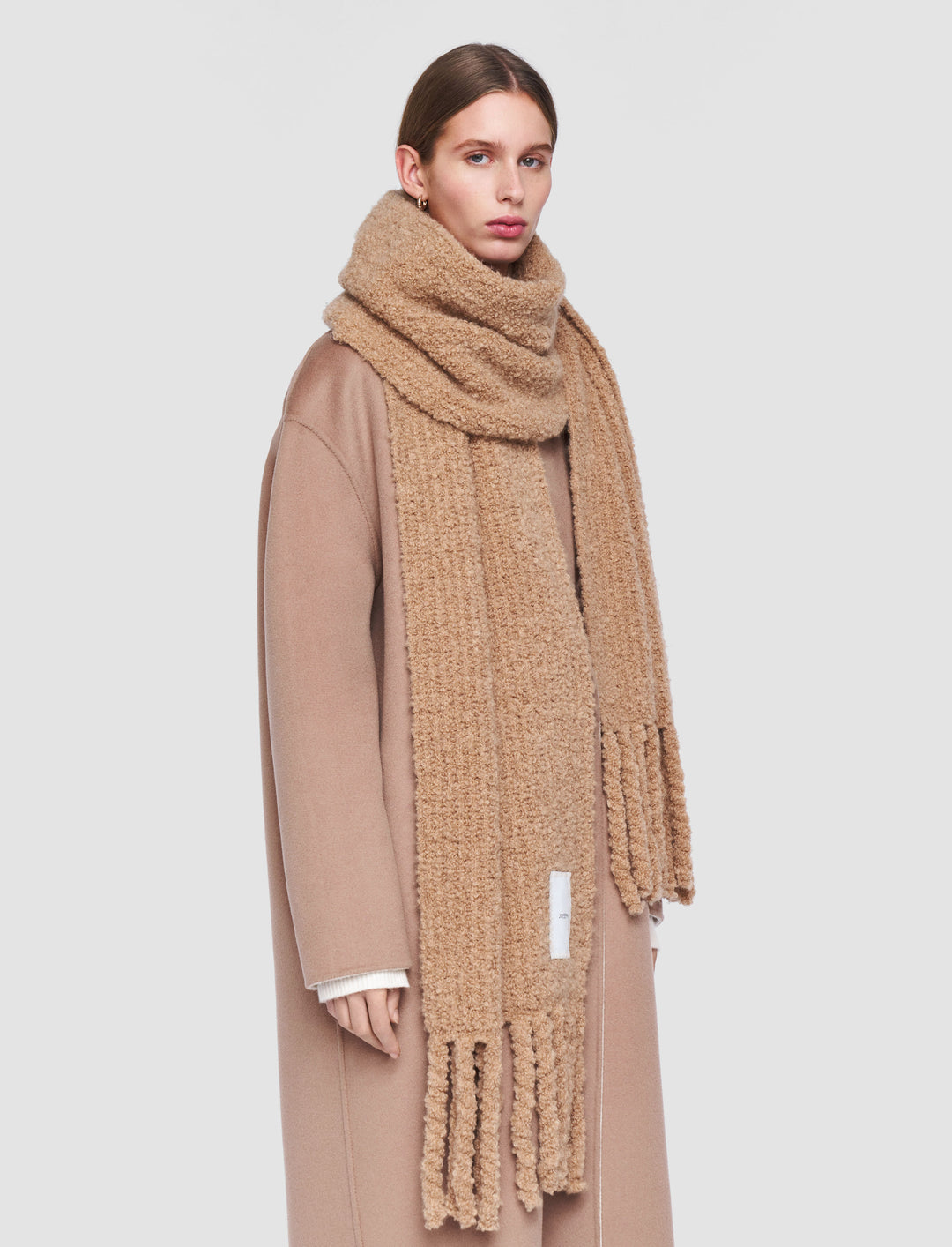 Bouclé Knit Scarf in Tan | JOSEPH GB