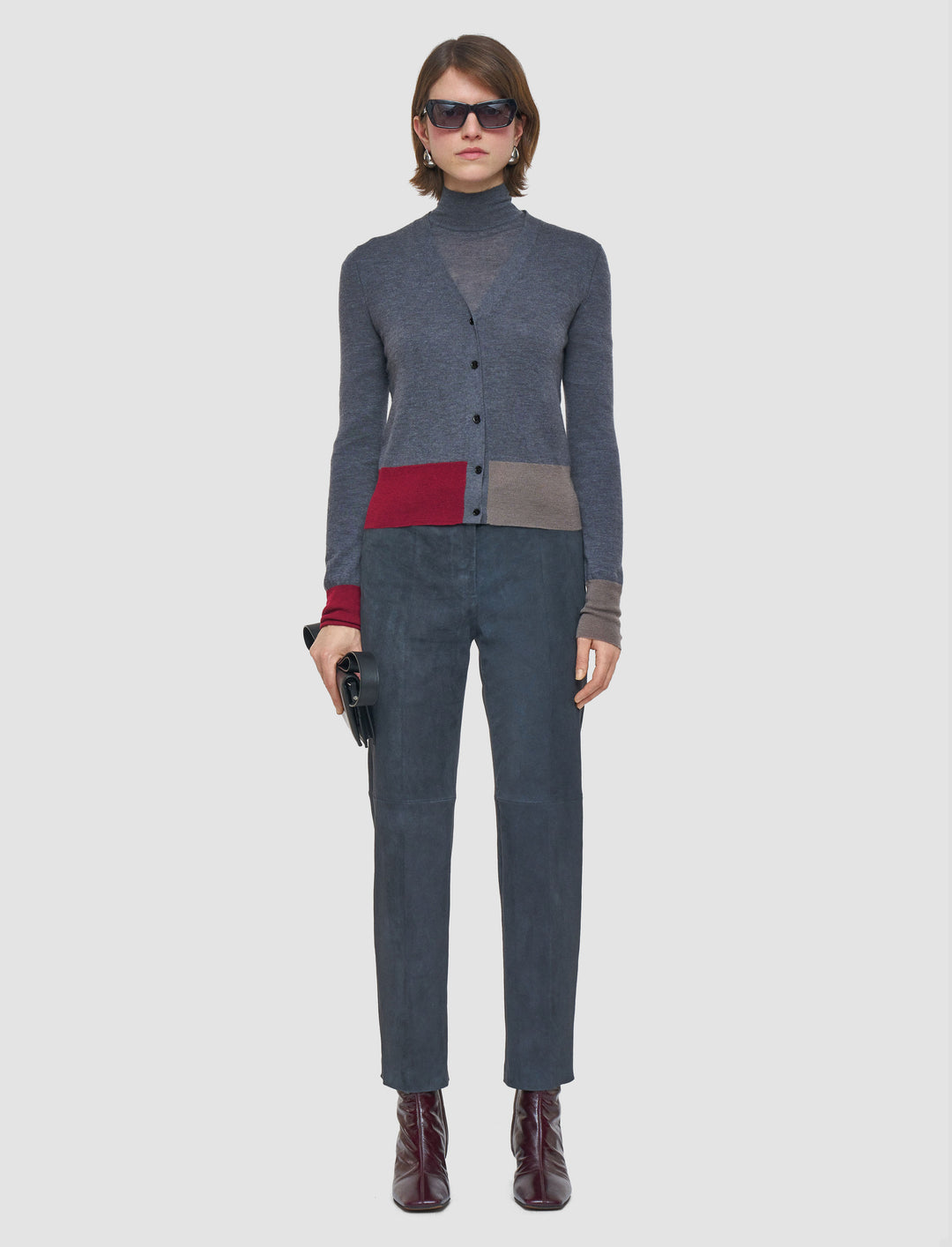 Overlay Cashair Cardigan in Grey | JOSEPH GB