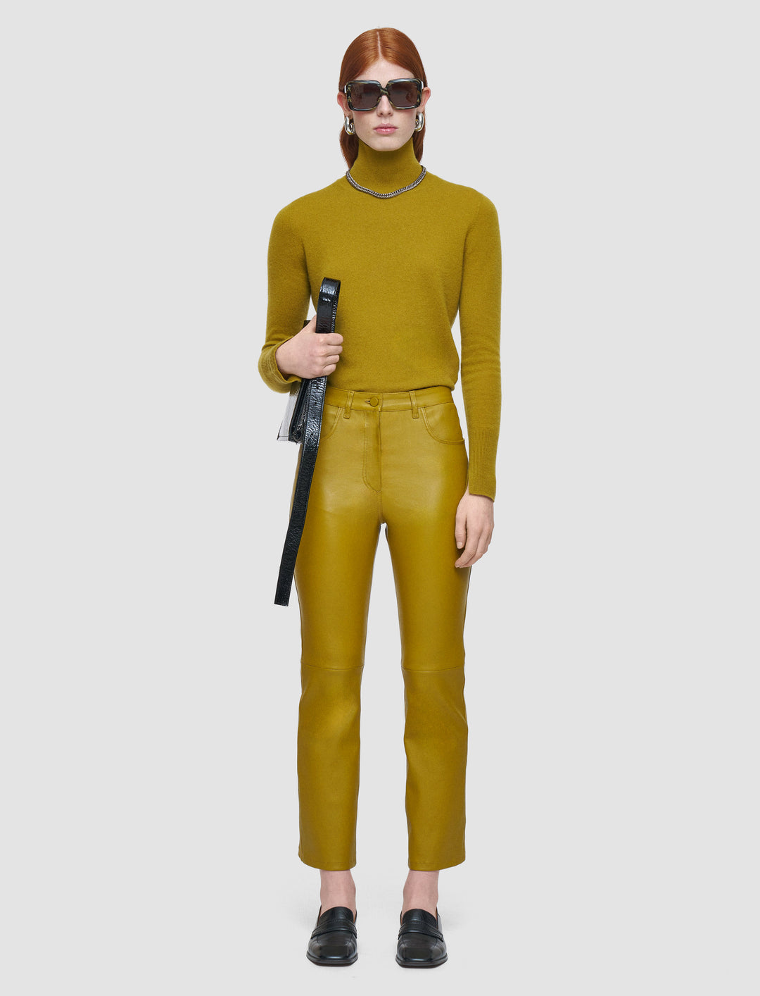 Duke Leather Stretch トラウザーズ - 緑 | JOSEPH JP