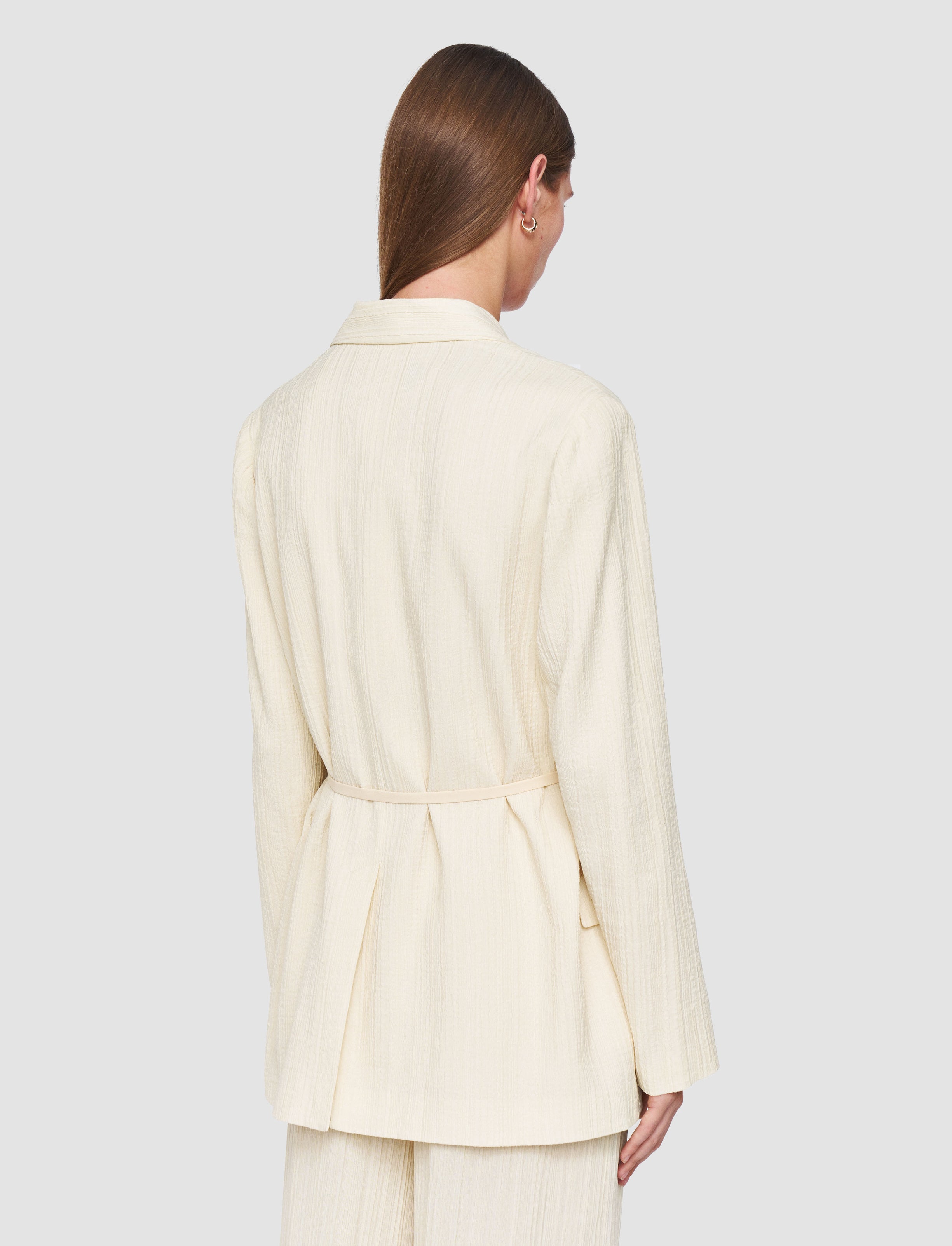 Amelot Pleat Jacquard Jacket in White | JOSEPH GB