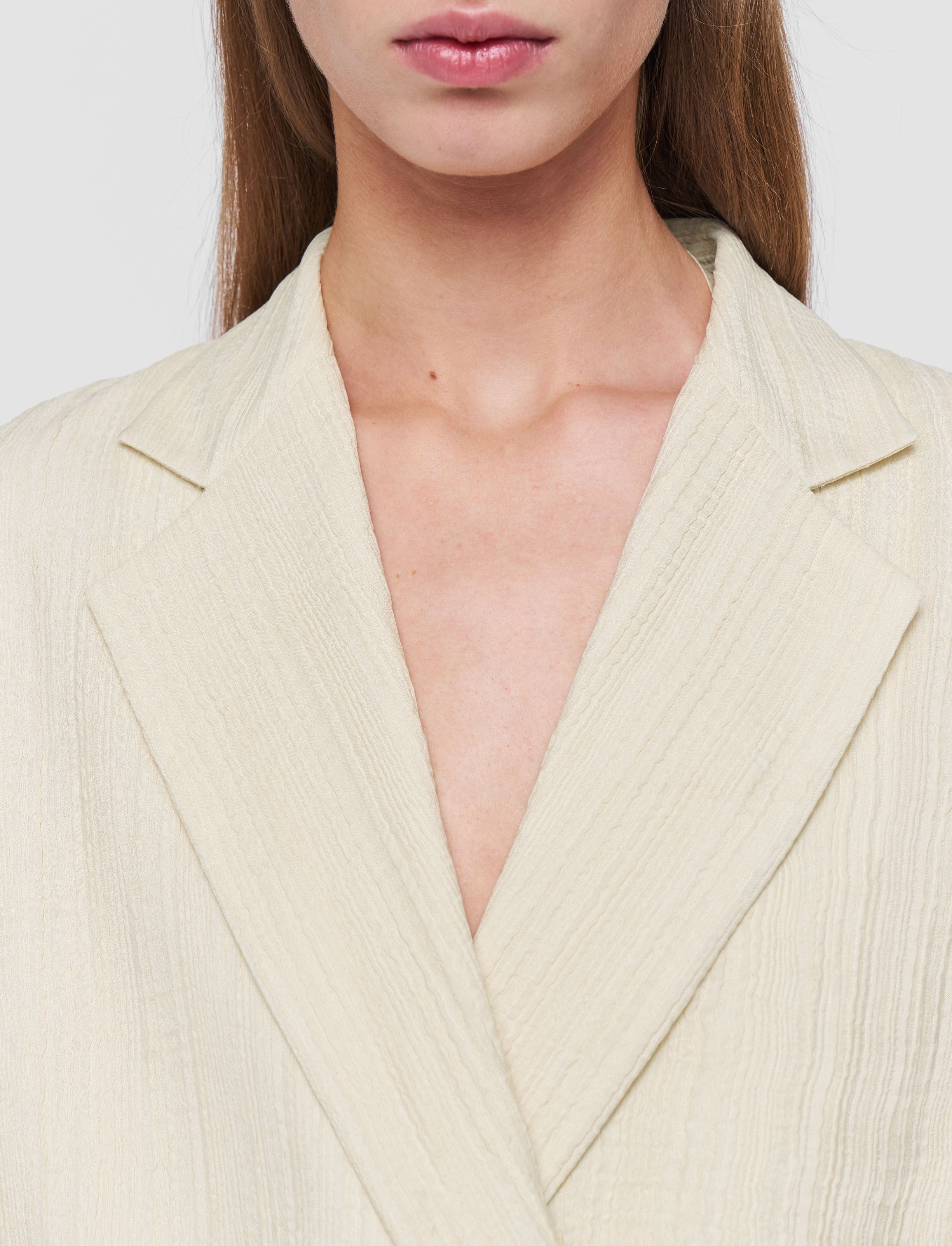 Amelot Pleat Jacquard Jacket in White | JOSEPH GB