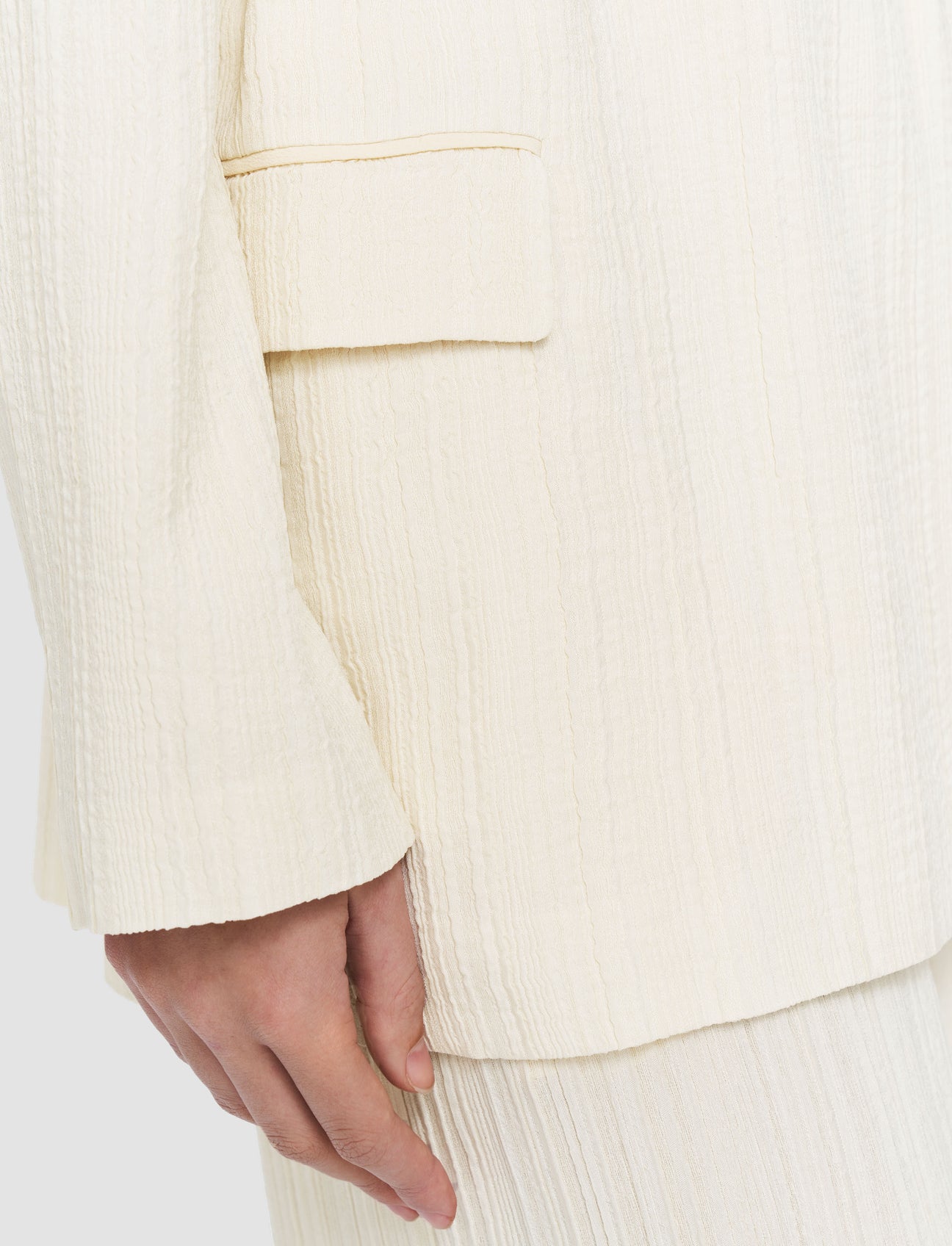 Amelot Pleat Jacquard Jacket in White | JOSEPH GB