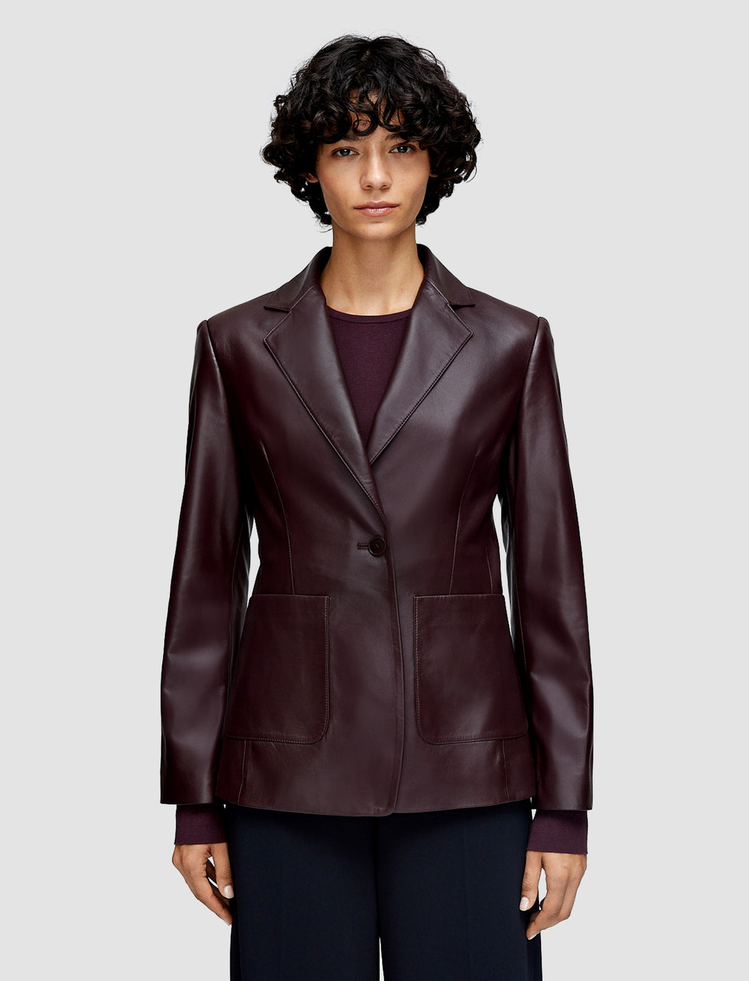 Glenview Nappa Leather Jacket in Purple | JOSEPH GB