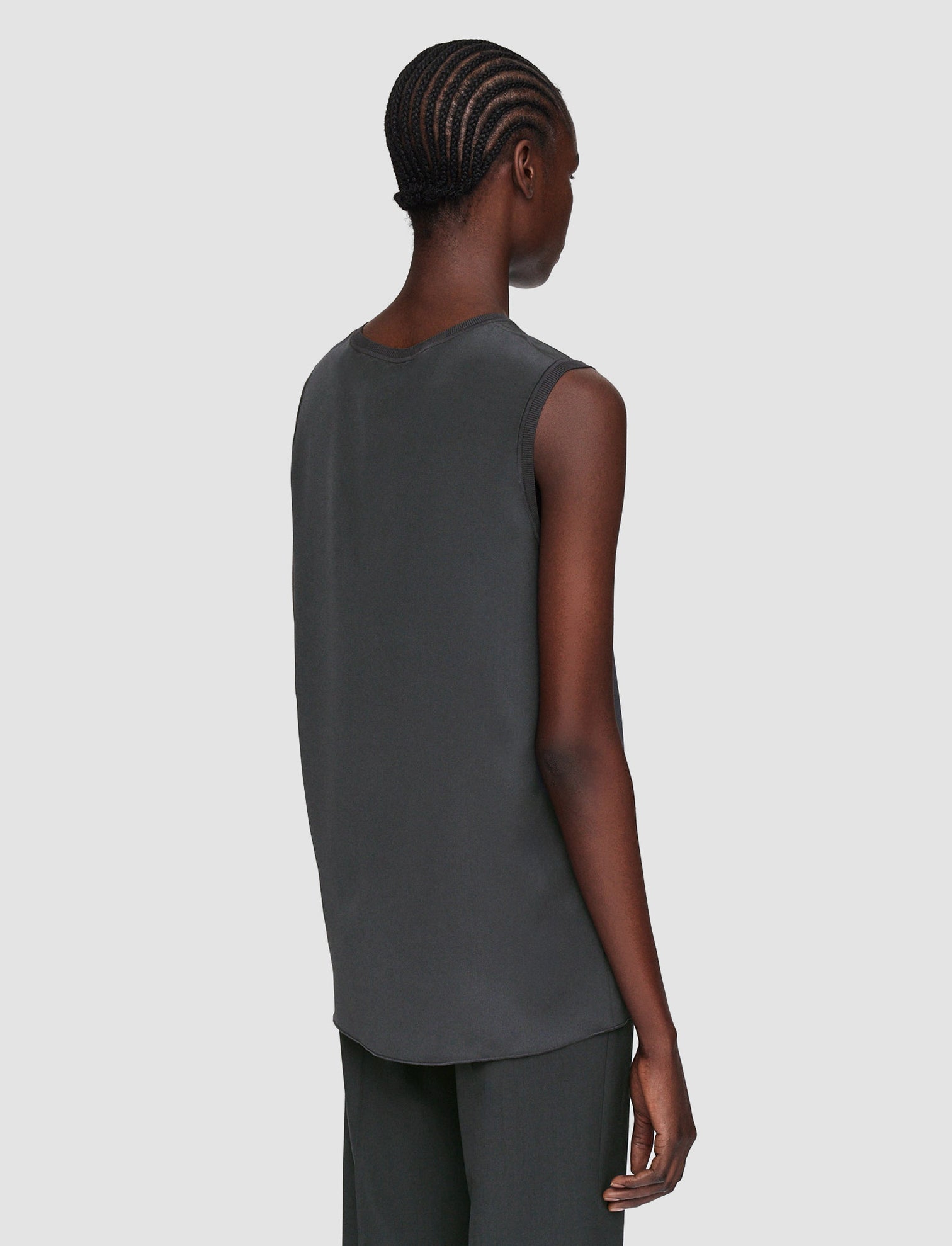 Silk Crepe de Soie Bley Blouse in Grey | JOSEPH GB