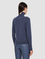 Light Pure Cashmere High Neck Jumper in Blue | JOSEPH US