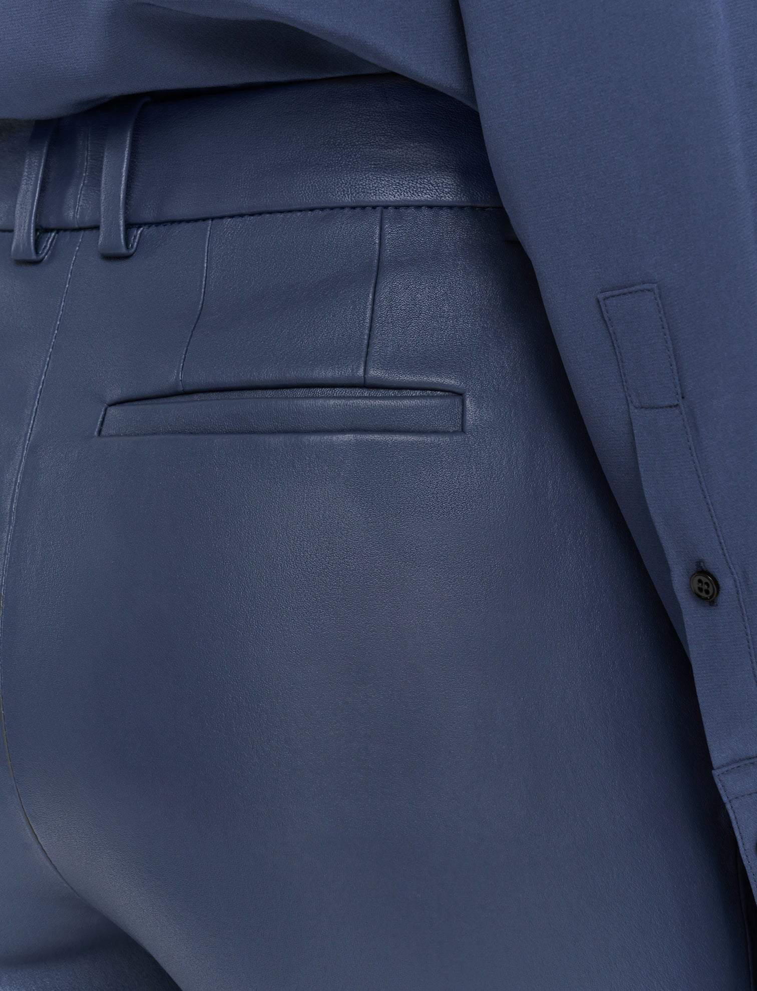 Coleman Leather Stretch Trousers in Blue | JOSEPH GB