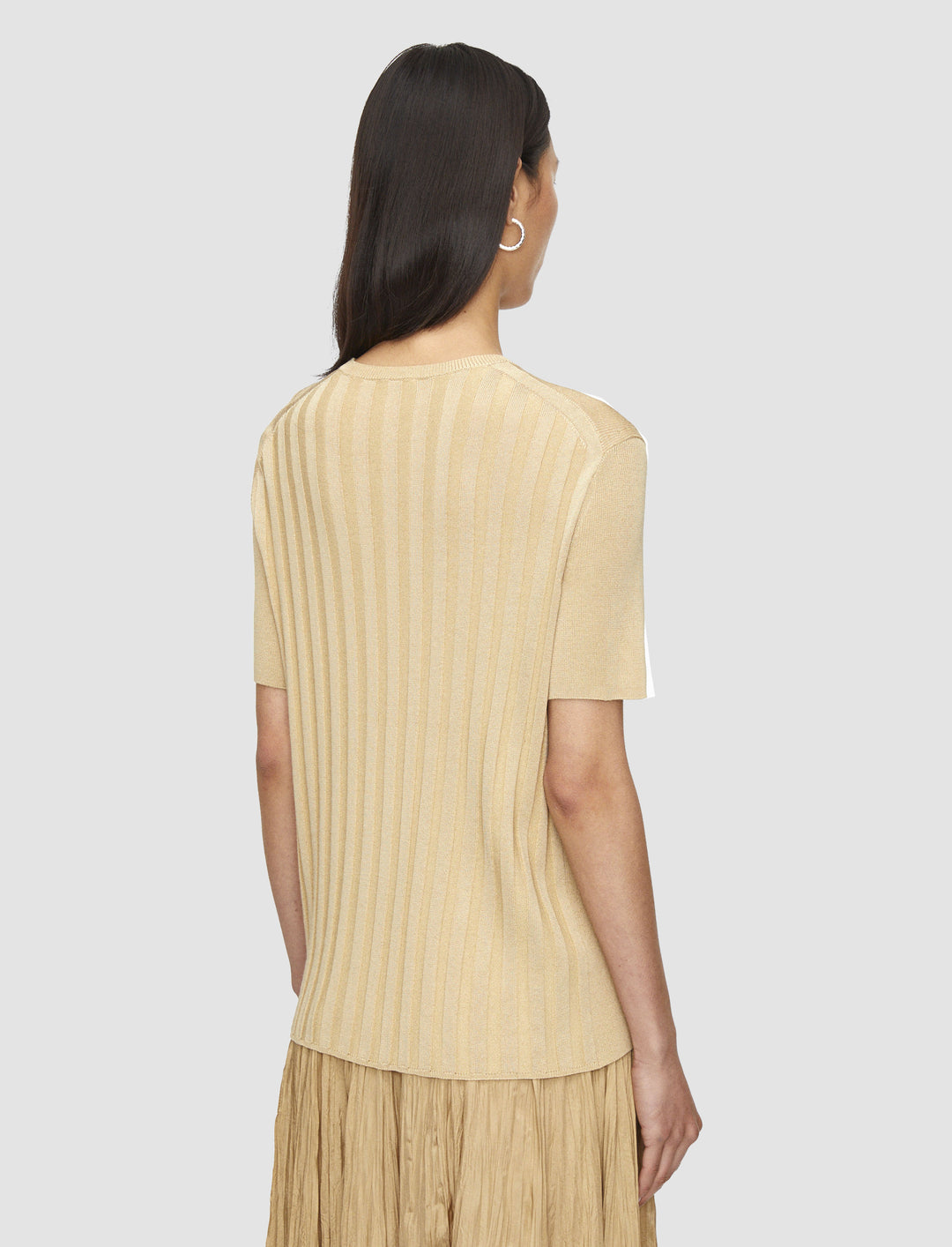 Satiny Rib Knit Top in Beige | JOSEPH GB