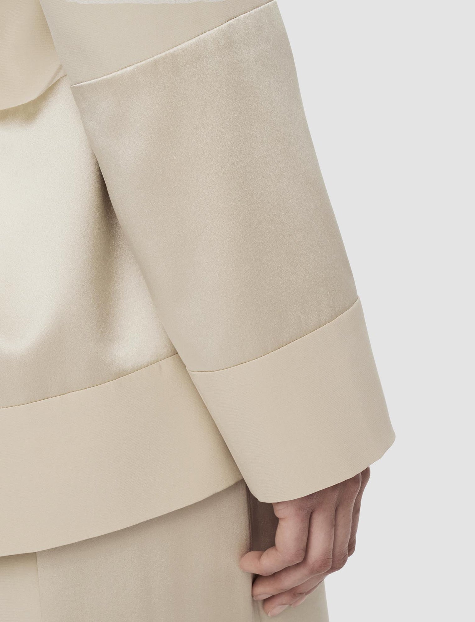 Amelia Shiny Matte Satin Jacket in Beige | JOSEPH GB