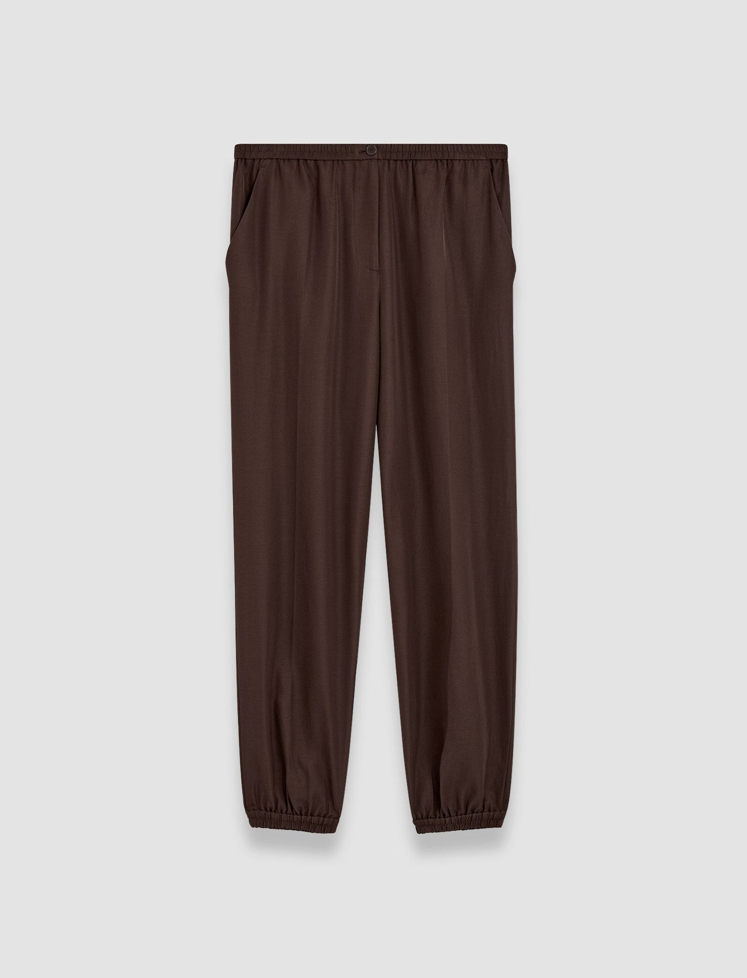 Taio Soft Cotton Silk Trousers in Brown | JOSEPH GB
