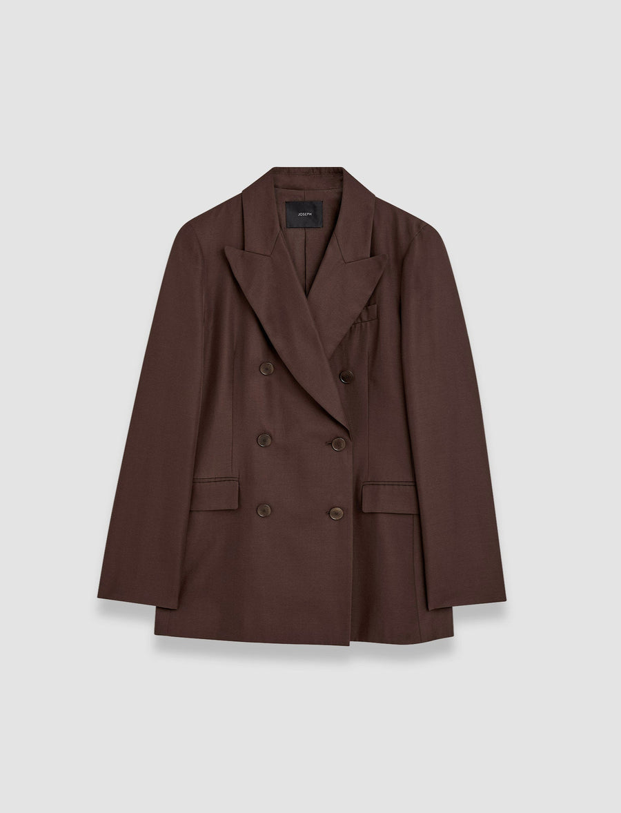 Valery Soft Cotton Silk Jacket in Brown | JOSEPH GB