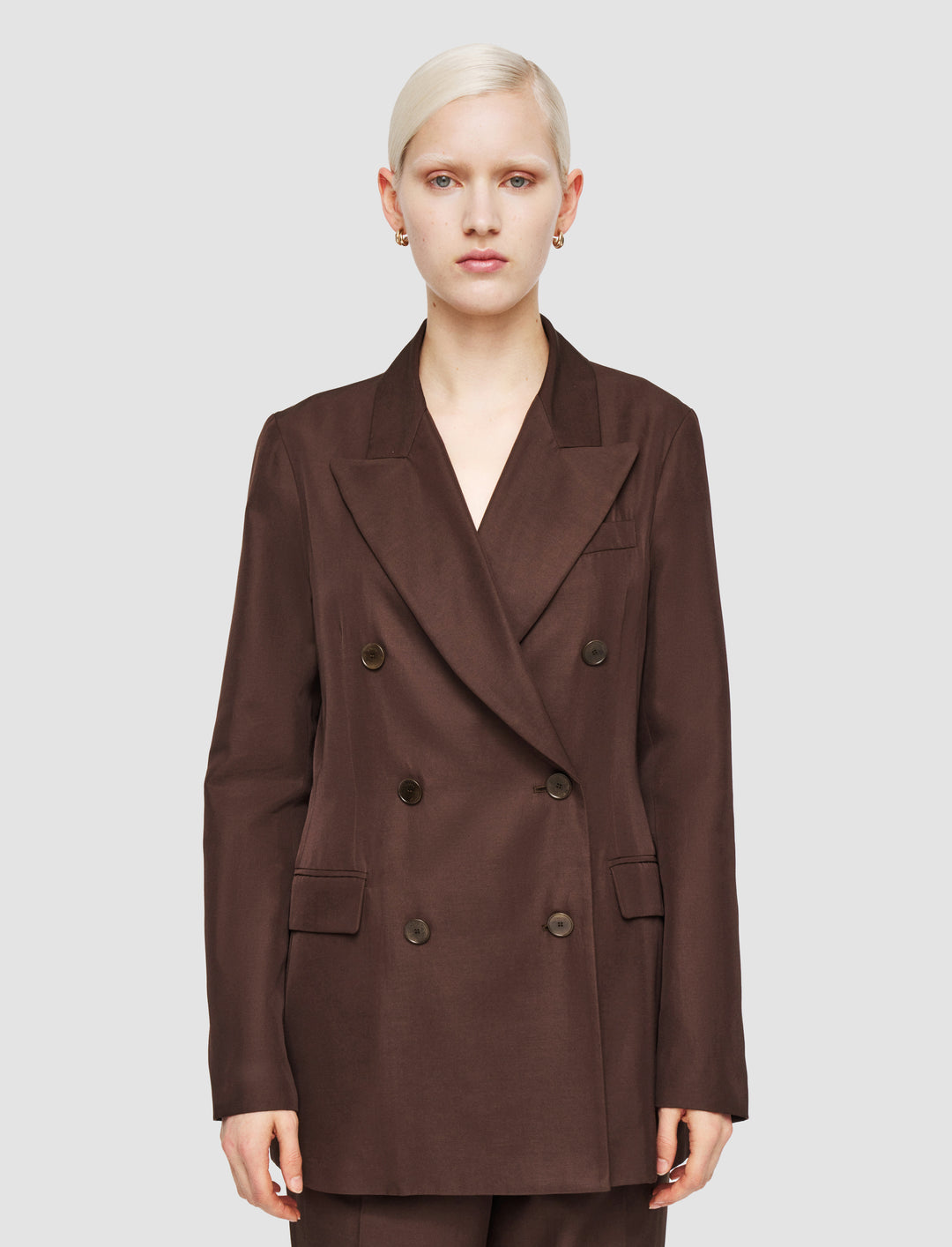 Valery Soft Cotton Silk Jacket in Brown | JOSEPH GB