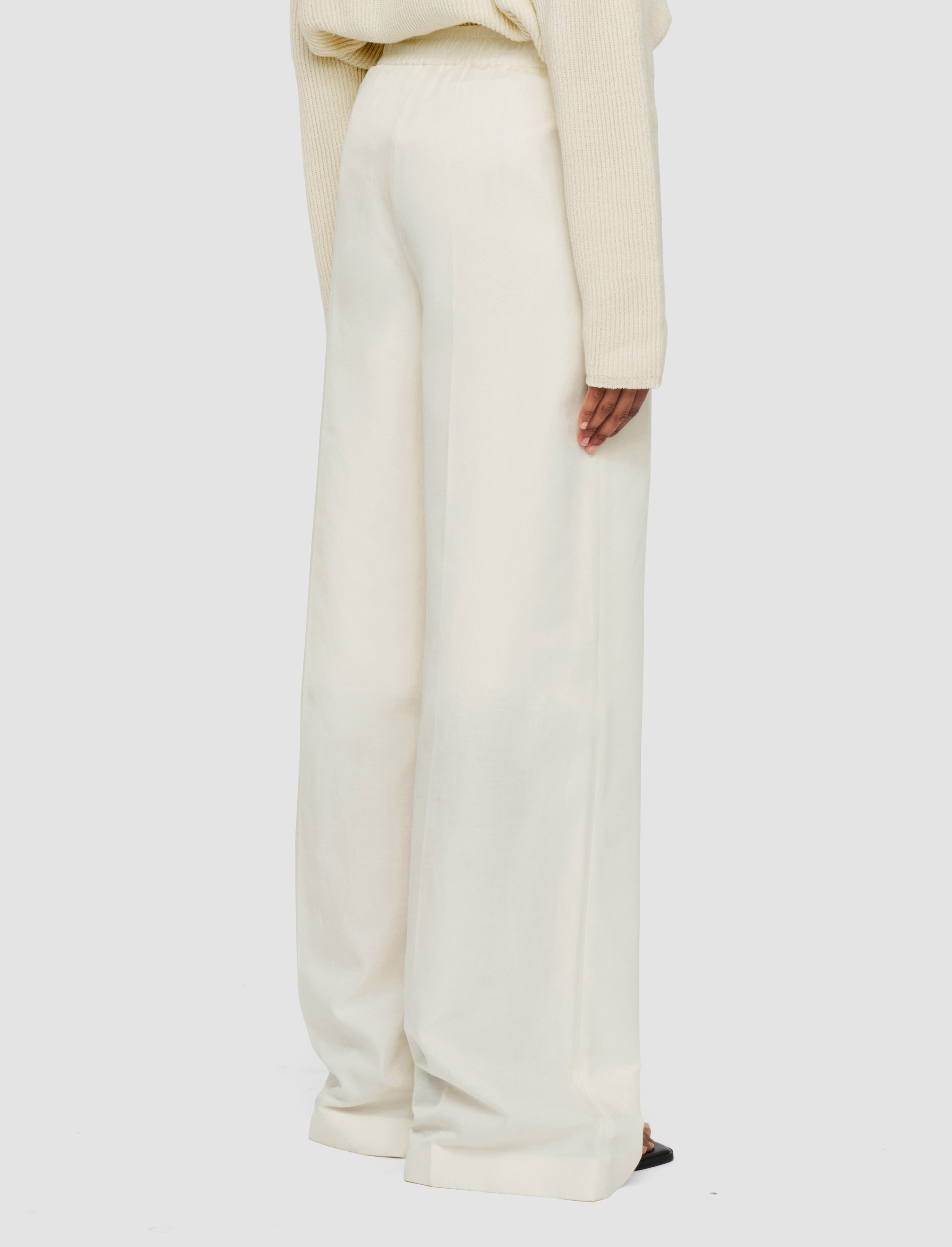 Alanel Soft Cotton Silk Trousers in White | JOSEPH GB