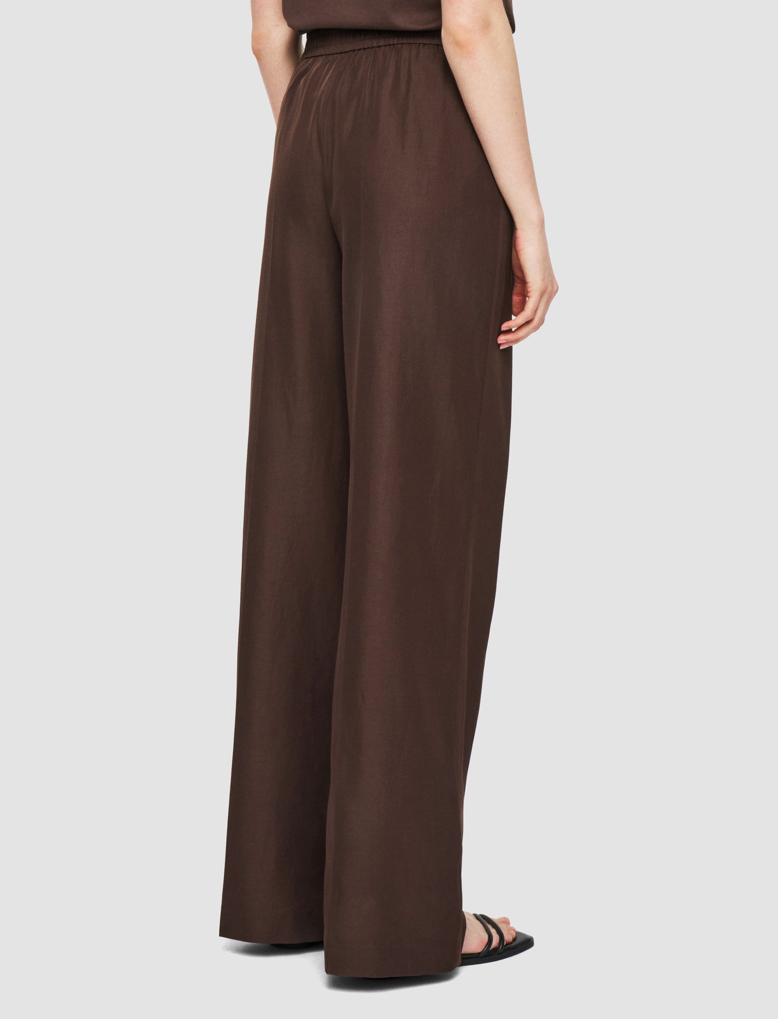 Alanel Soft Cotton Silk Trousers in Brown | JOSEPH GB
