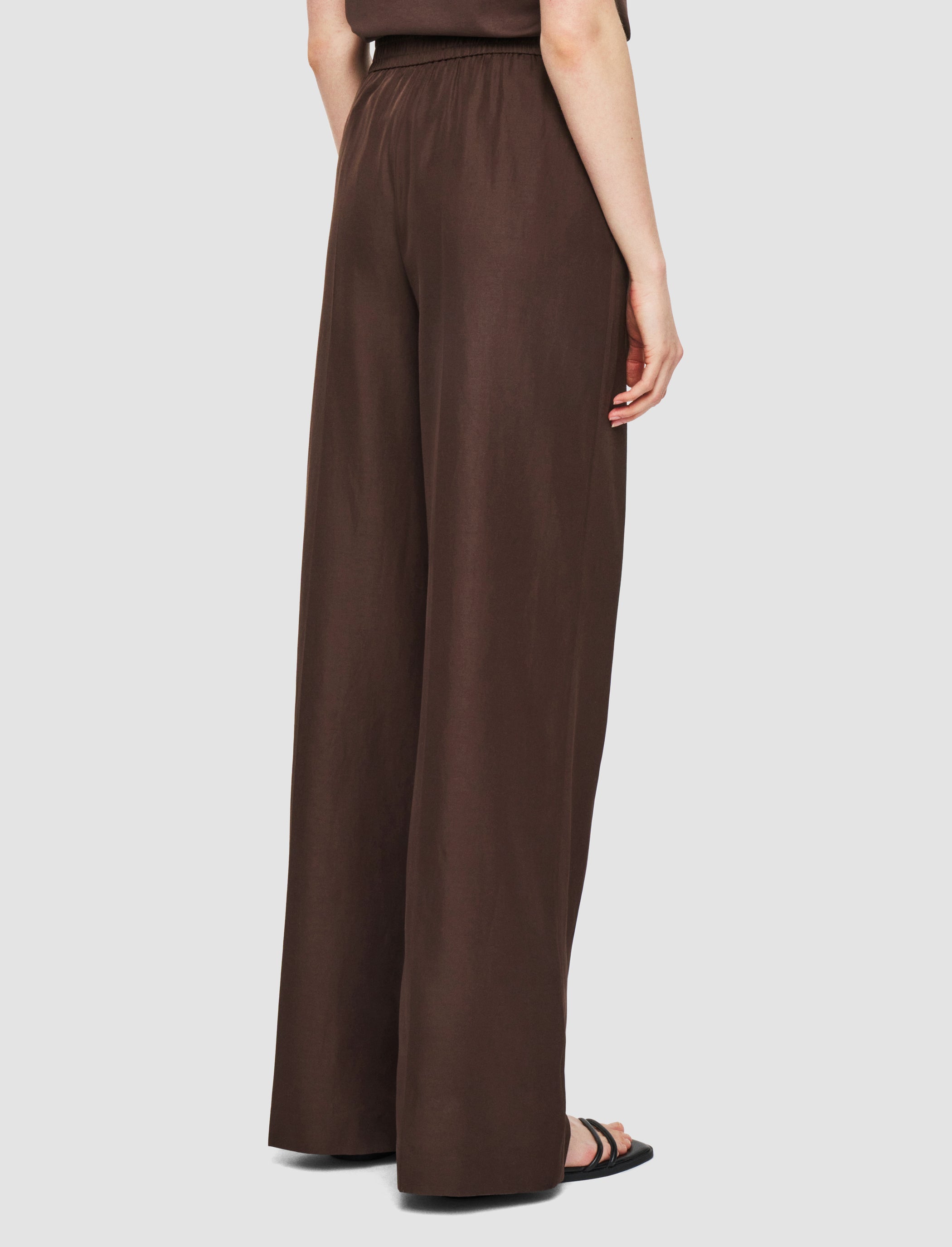 Alanel Soft Cotton Silk Trousers in Brown | JOSEPH GB