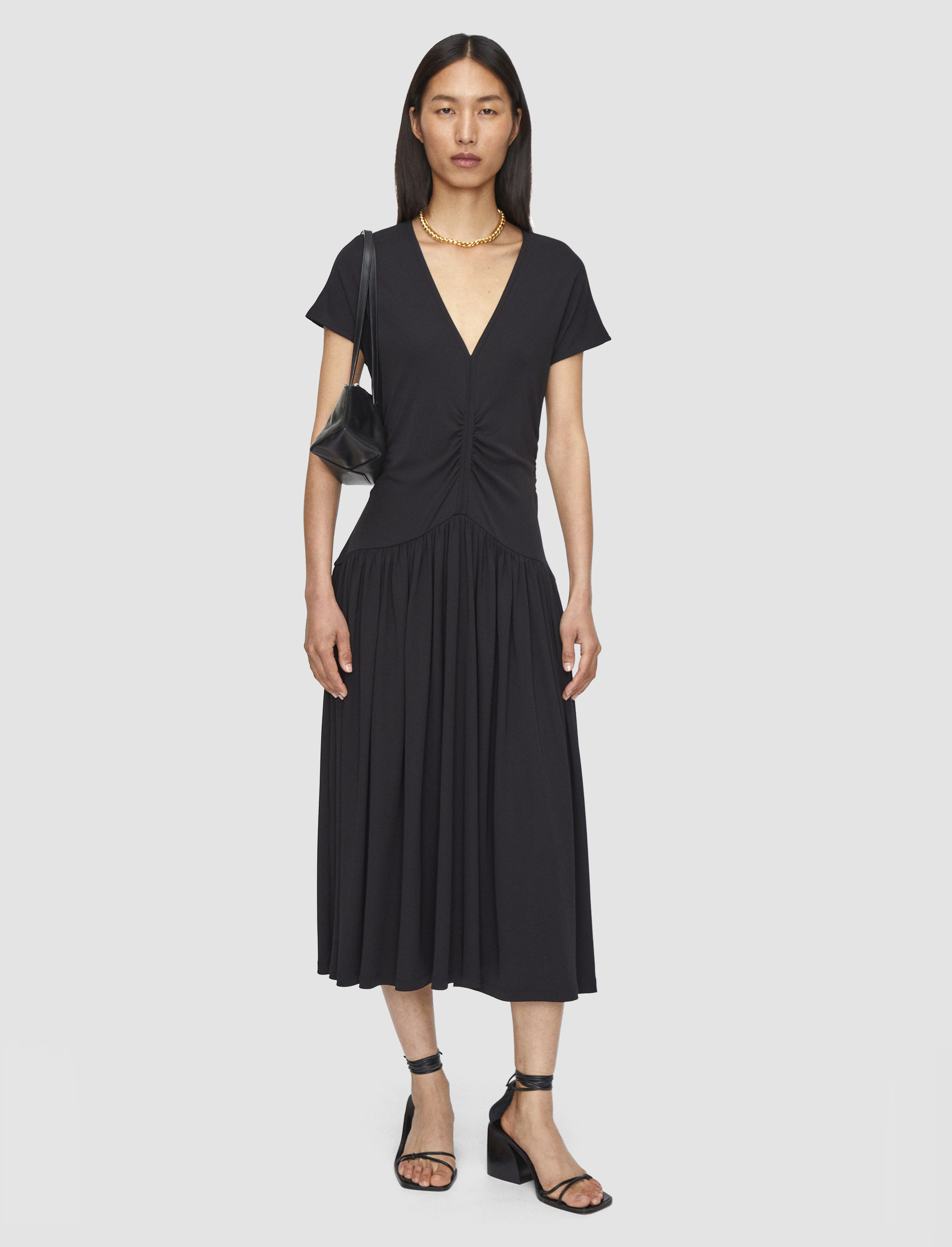 Isaure Crepe Jersey Dress in Black | JOSEPH US