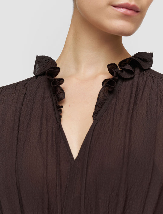 Lotus Textured Silk Dress in Brown | JOSEPH KR