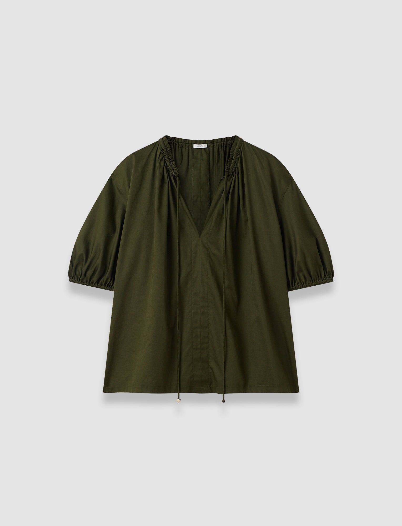 Nador Cotton Sateen Blouse in Green | JOSEPH GB
