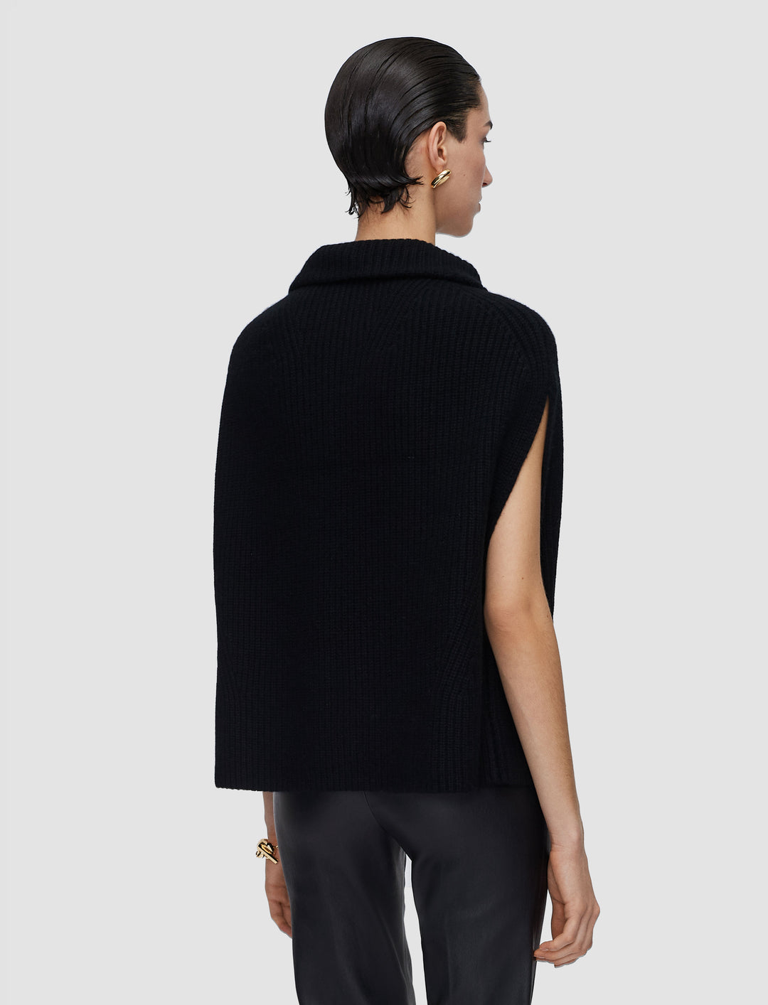 Raffet Fisherman Rib Cashmere Vest in Black | JOSEPH GB
